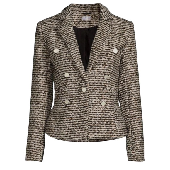 ecru | Jackets & Coats | Nwt Womens Ecru Cream Black Brown Tweed Jacket ...